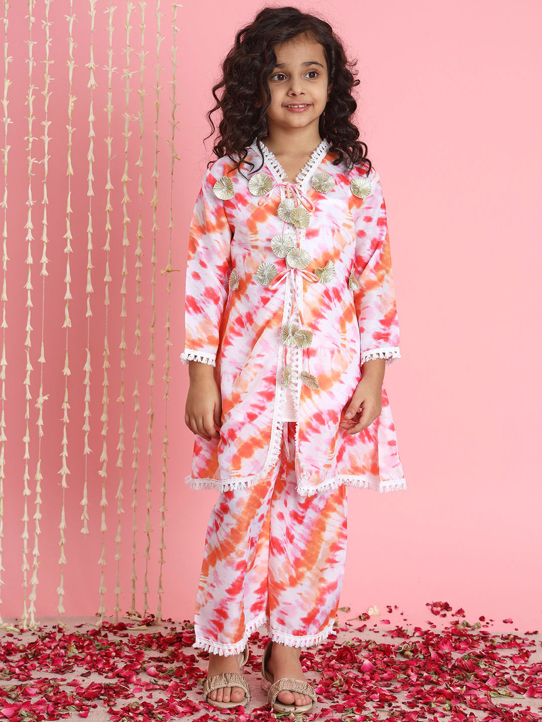 Aline style Cotton fabric Pink color Tie and dyed Top with palazzo and ...